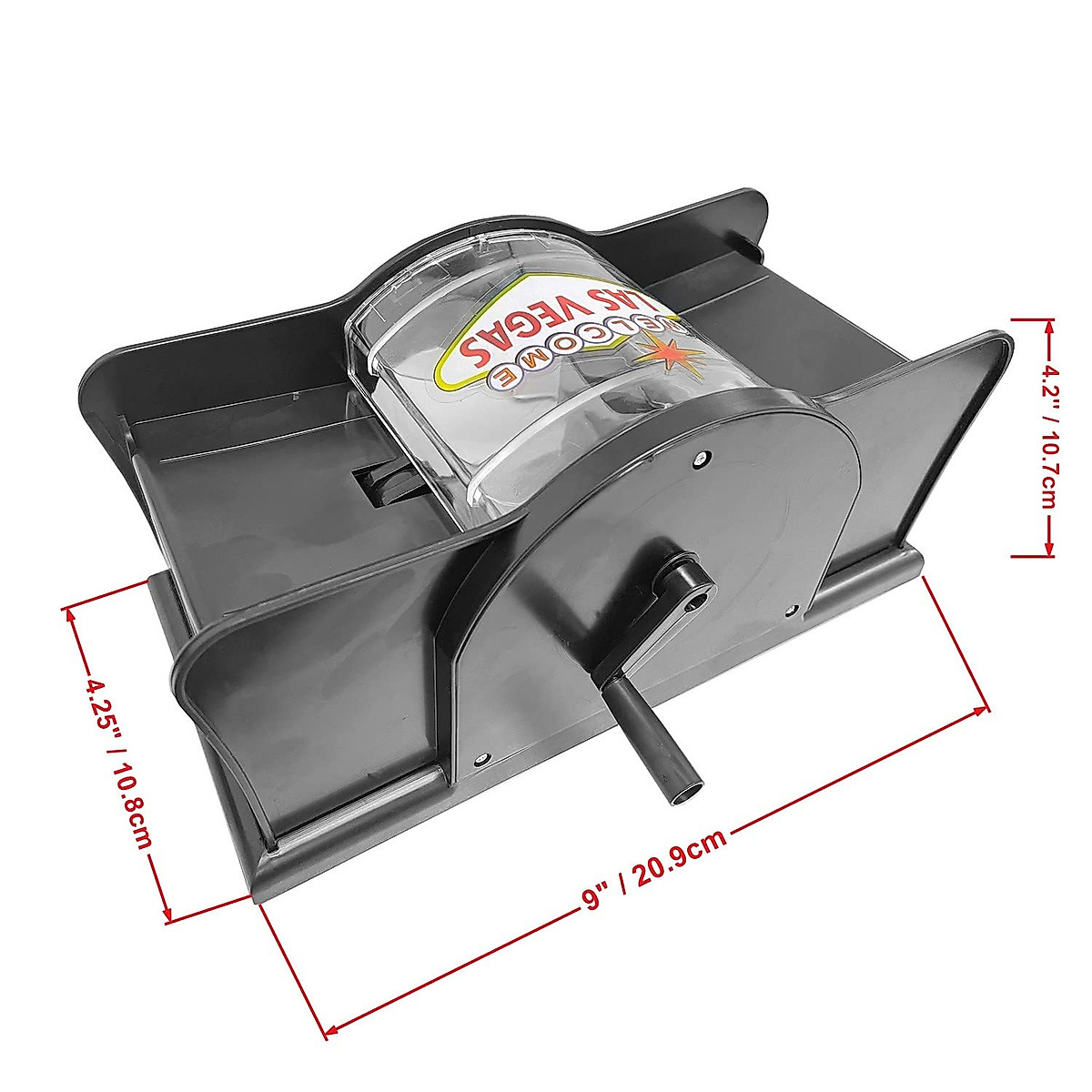 SANZHENG Card Shuffler 2 Deck, Playing Card Shuffler Manual for UNO Blackjack Texas Holdem Poker Home Card Games, Hand Cranked Card Shuffling Machine (Black)