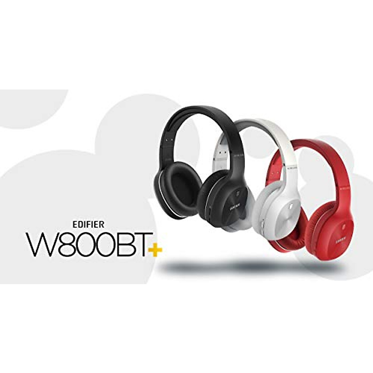 Edifier W800BT Plus Wireless Headphones Over-Ear Headset - Qualcomm® aptX - Bluetooth V5.1 - CVC™ 8.0 Call Noise Cancelling - 55H Playtime - Built-in Microphone - Physical Button and App Control