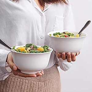 DOWAN 30 OZ Ceramic Soup Bowls & Cereal Bowls - White Bowls Set of 6 for Kitchen - Large Bowls for Cereal, Soup, Oatmeal, Rice, Pasta, Salad, Fruit - Dishwasher & Microwave Safe
