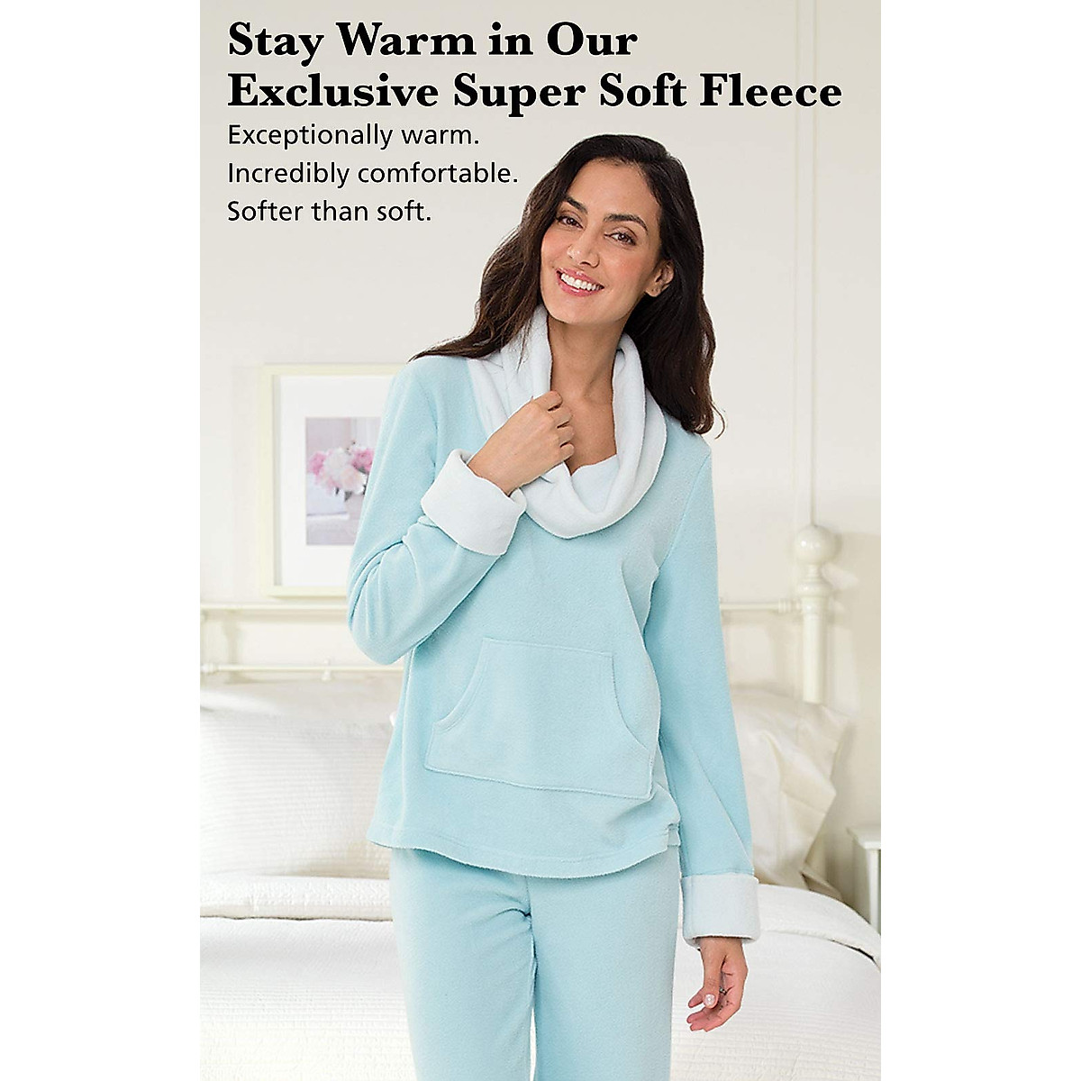 PajamaGram Pajama Sets For Women Soft - Womens Fleece Pajamas, Teal, MD