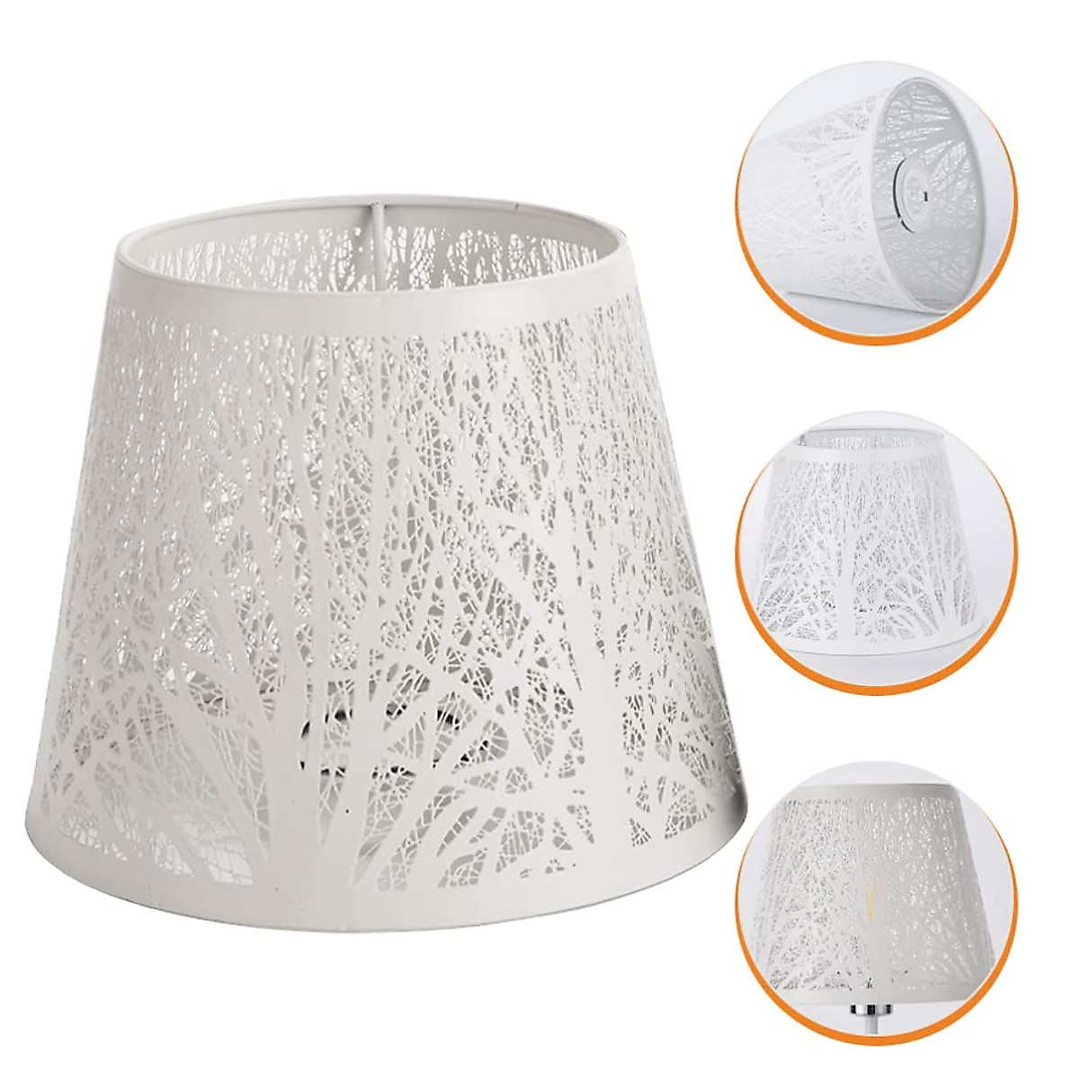 SHERCHPRY Lamp Shades E27 Hollow Tree Shadow Light Cover, Modern Lamp Shade, Replacement Metal Lampshade for Table Lamps and Floor Light, White Lamp Shade