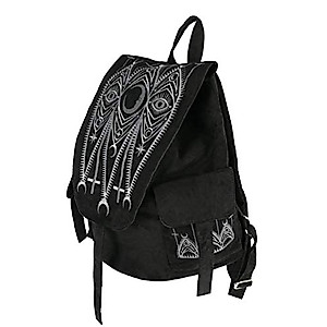 Restyle Cathedral Gothic Occult Crescent Moon Vegan Suede School Uni Backpack