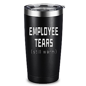 ARIABLE Employee Tears - Boss Day Christmas Gifts for Boss from Employee - Best Gift Ideas for World Best Boss Ever, Assistant, Men, Birthday, Principal, Office, 20oz Engraved Tumbler, Black