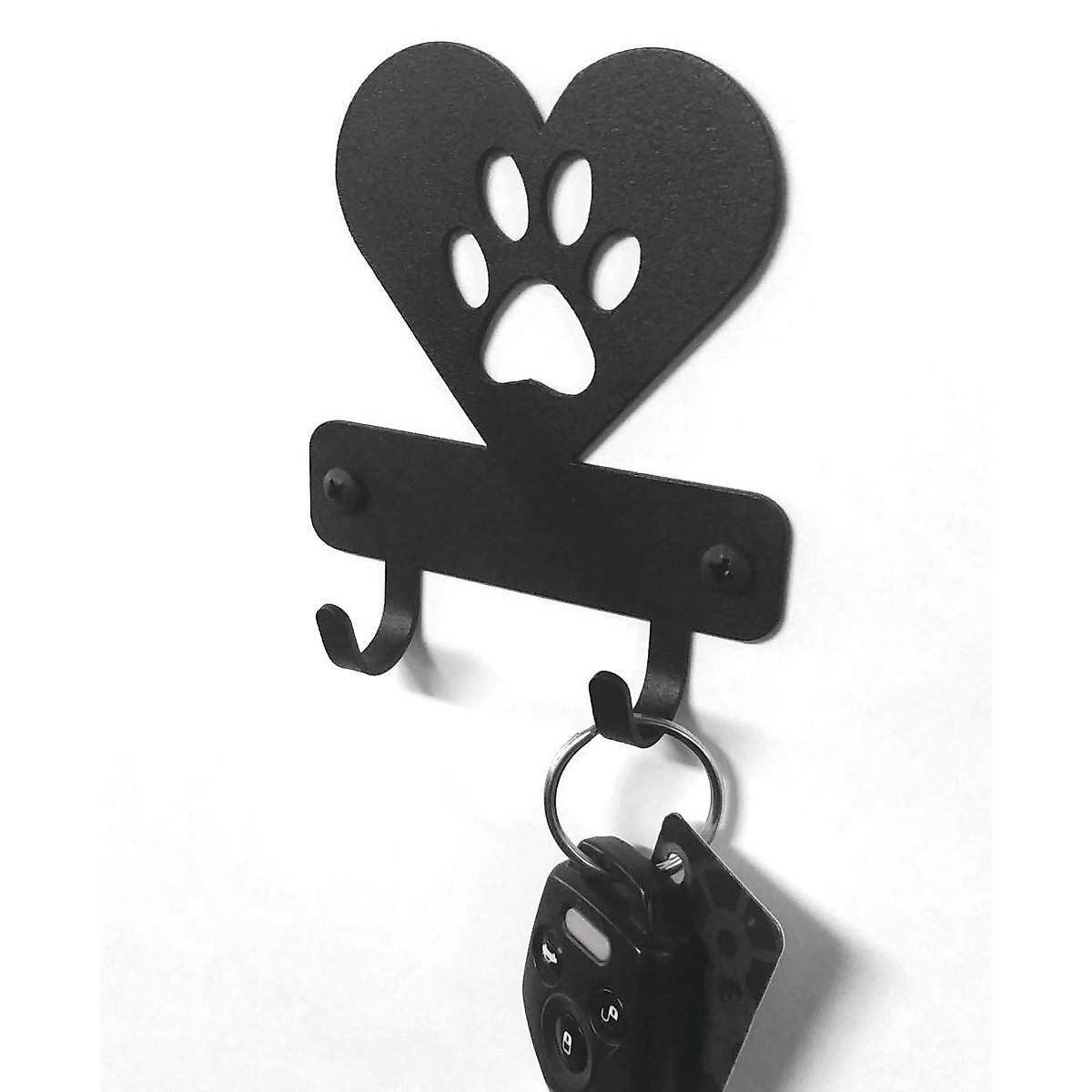 The Metal Peddler Miniature Dog Paw in Heart - Key Rack Holder (3.5 inches) - Made in USA