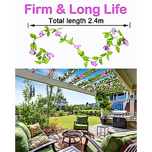 10 Pack/78.7 FT(Total) Flower Garland Rose Vine, SHITIME Lifelike Silk Artificial Hanging Flower Vines Rose Garland for Wedding Arch Bedroom Party Home Garden Wall Hotel Office Decor (Purple)