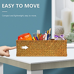 Seagrass Storage Basket 3 Divided Handmade Wicker Basket Organizer Tea Bag Sugar Packet Holder for Coffee Pods Snack Bathroom Paper Coffee