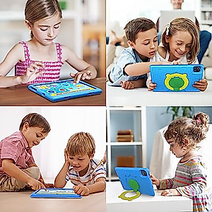 ANYWAY.GO Tablet for Kids 10 inch Kids Tablet Android 12 Tablet 2GB 32GB Children Learning Tablet, Parent Controls, Kidoz Pre-Installed Bluetooth WiFi Tablet Kids with Shock-Proof Case (Blue)