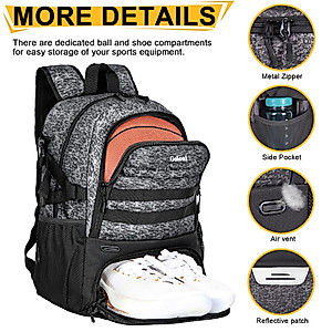 Goloni Basketball Backpack,Large Basketball Bag with Ball Compartment & Shoe Compartment,Sports Bag Fit Volleyball, soccer