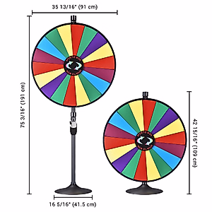 WinSpin 36 Inch Heavy Duty Prize Wheel Dual Use Adjustable Tabletop and Floor Stand Large Fortune Wheel with Dry Erase Marker & Eraser 18 Slots Spinning Wheel for Carnival Spinner Game Tradeshow