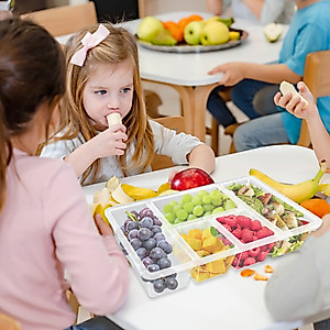 Haawooky 2 Pack Divided Veggie Tray with Lid,5 Compartment Serving Tray with Dividers,Plastic Food Storage Containers for Travel Fruit,Vegetable,Salad