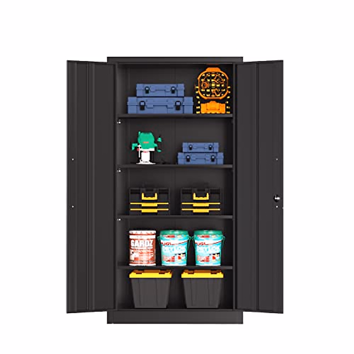 LUCYPAL Metal Garage Storage Cabinet with 2 Doors, 70.8’’Steel Lockable Tool Cabinets with 4 Adjustable Shelves,File Cabinet for Office,Home,Garage,Gym,School,Black