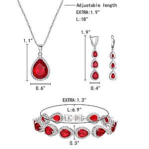 EleQueen Necklace Long Dangle Earrings Bracelet Set, Silver Plated Teardrop Cubic Zirconia Jewelry Sets Wedding Party Gift Jewelry for Women Bridal Bridesmaid, Cubic Zirconia, Cubic Zirconia