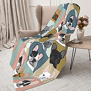 XTGOO Cute French Bulldog Dog Ultra-Soft Fleece Blanket Flannel Velvet Plush Throw Blanket,60x50in