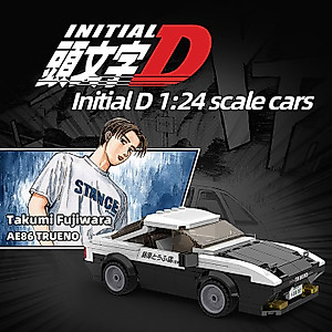 CaDA Initial D Toyota AE86 Car Building Sets, Genuine Authorized AE86 Trueno Replica Car Toy Building Blocks 280Pcs, Christmas Birthday Gifts for Fans and Kids Age 8+