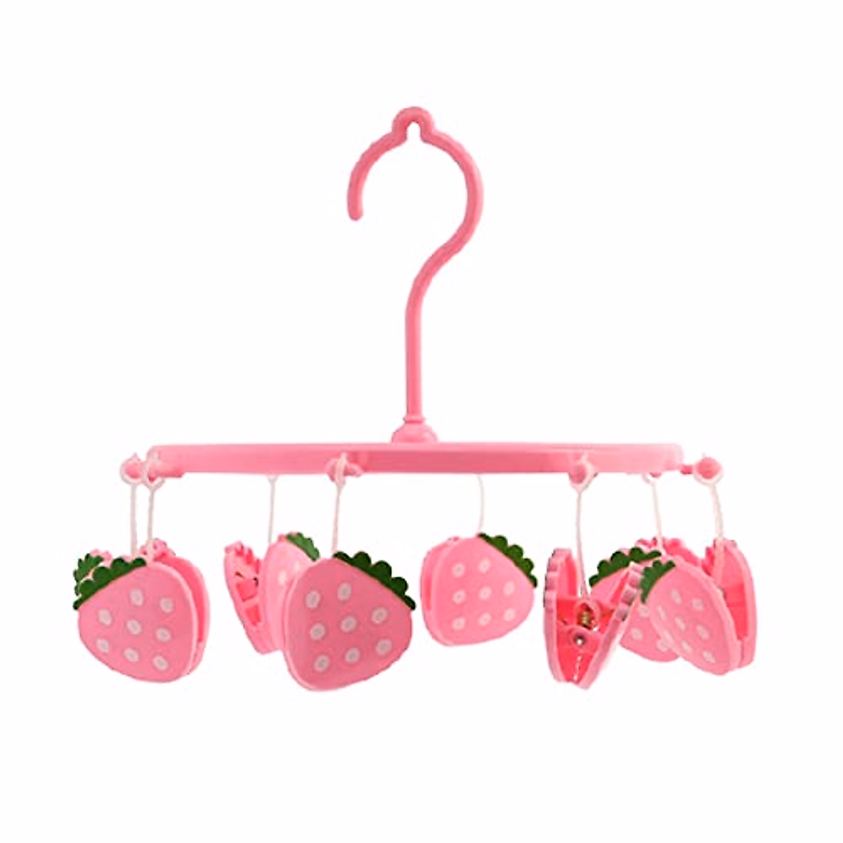 Muellery Clothes Dryer Hanger with Cute Strawberries Clips Drying Rack Folding Indoor TPQH96409