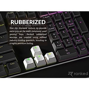 Ranked Rubber Keycap Set | Double Shot Translucent | OEM Profile for Mechanical Gaming Keyboard (White, 23 Keys)
