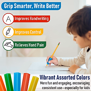 The Classics 12-Pack Triangle Pencil Grips, Assorted Bright Colors, 1.75-Inch Long (TPG-16212)