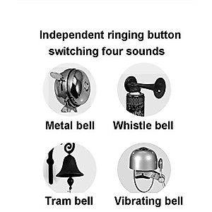 LESOVI Electric Bike Horn 100 db Cycling Bicycle Scooter Horn 4 Sound Modes with Rechargeable Battery Waterproof Bicycle Accessories for Kids Boys Adults Mountain Bike Bells (Adjustable Volume Black)