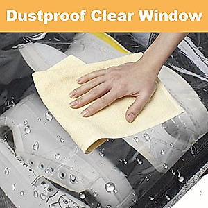 Under Bed Shoe Storage Organizer for Closet Fits 24 Pairs-Sturdy Underbed Shoe Containers Box Bedding Storage Organizador De Zapatos with Clear Cover,Set of 2, 29.3 x 23.6 x 5.9inch(Linen-like Black)