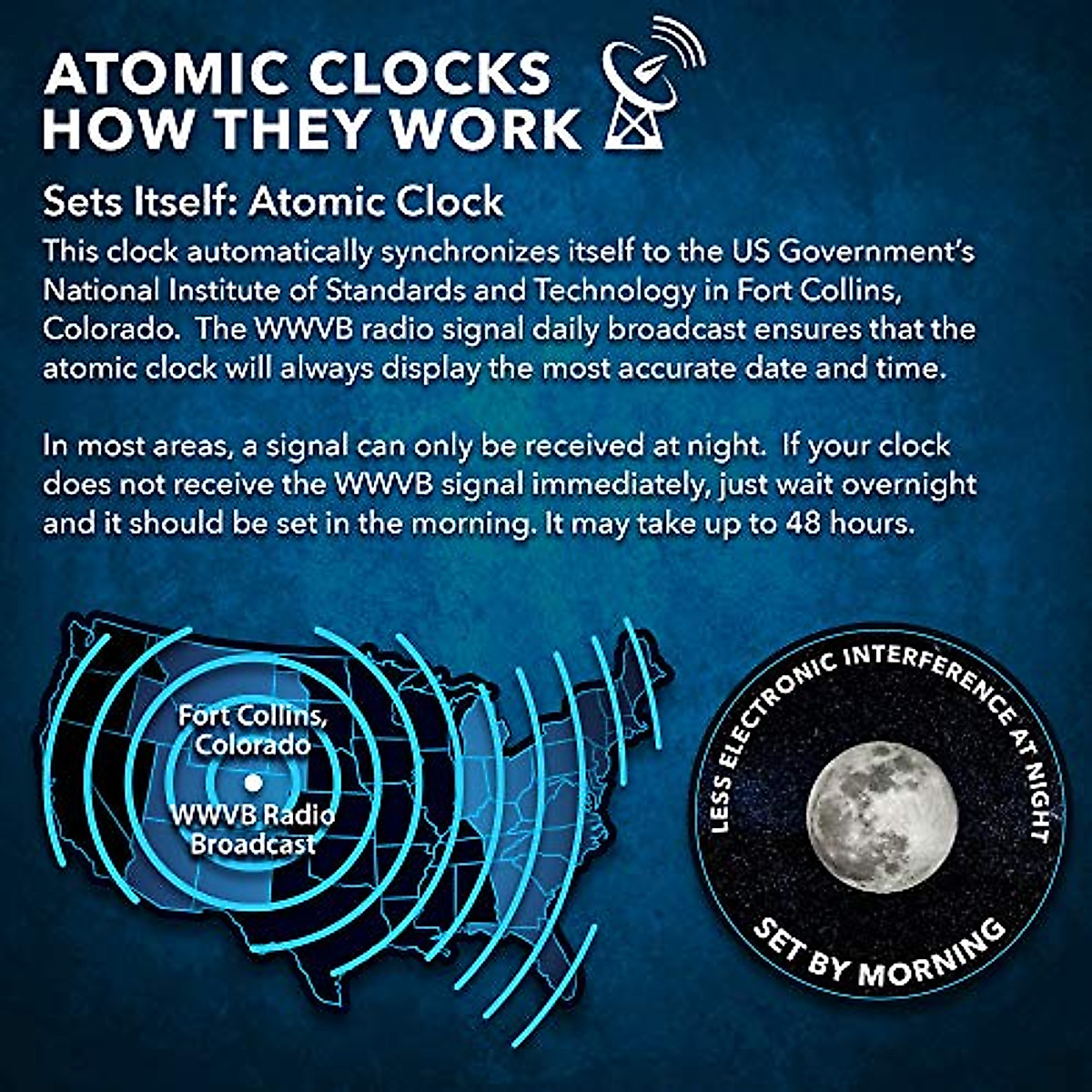 Sharp Atomic Desktop Clock – Auto Set Digital Alarm Clock - Atomic Accuracy - Easy to Read Screen with Time/Date/Temperature Display- Perfect for Nightstand or Desk