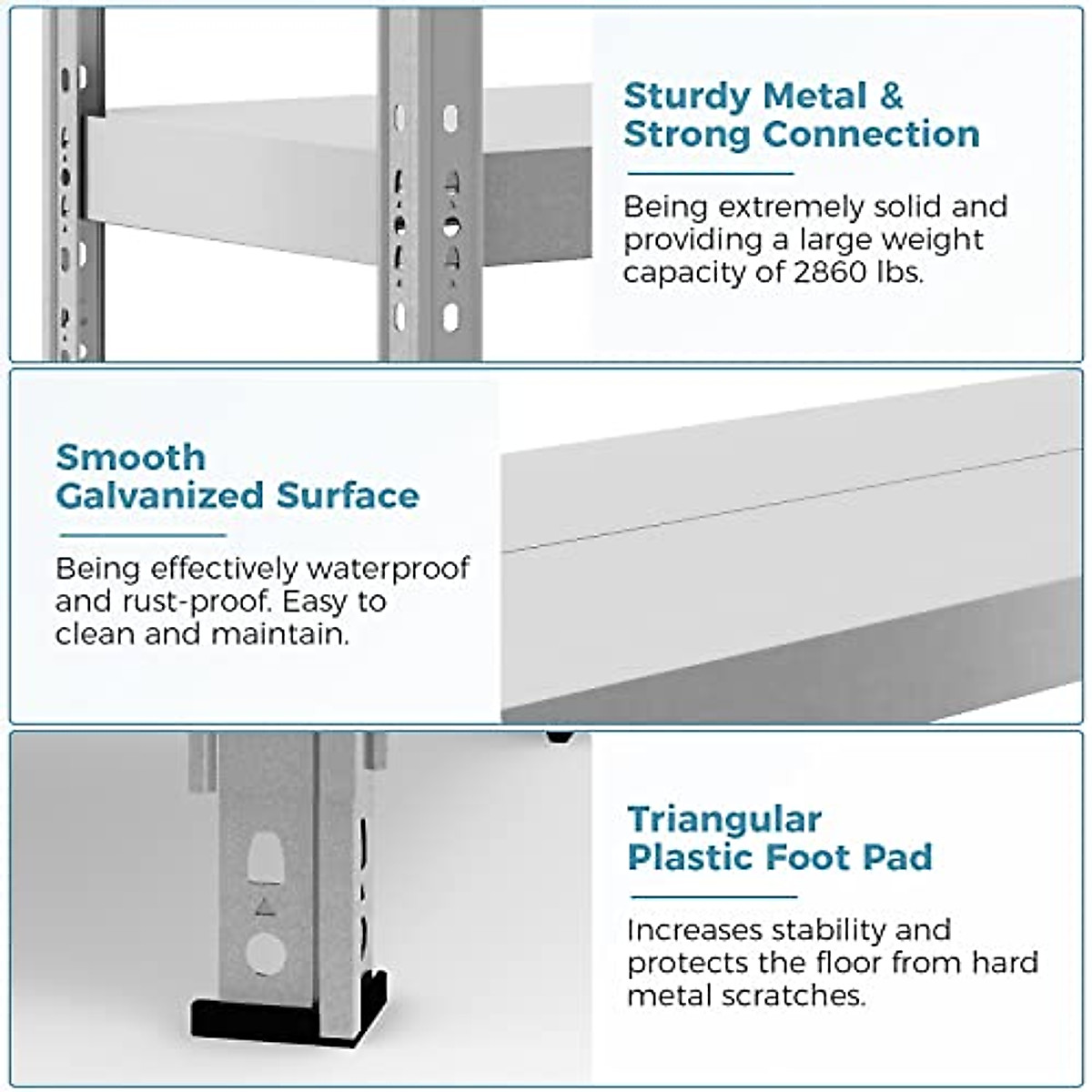 Giantex 3 Pcs 5-Tier Storage Shelves, 39 x 16 x 77 Inch Adjustable Steel Storage Rack with Foot Pads, 2866 LBS Load Capacity,Bolt-Free Installation Hevy Duty Garage Shelving for Warehouse, Silver