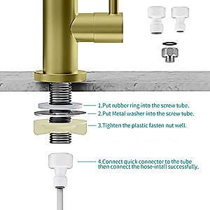 MIAOHUI Reverse Osmosis Faucet, Drinking Water Faucet Fits Non-Air Gap Water Filtration Systems, Modern RO Faucet Kitchen Filtered Water Faucet, Lead-Free, Stainless Steel (Brushed Gold)
