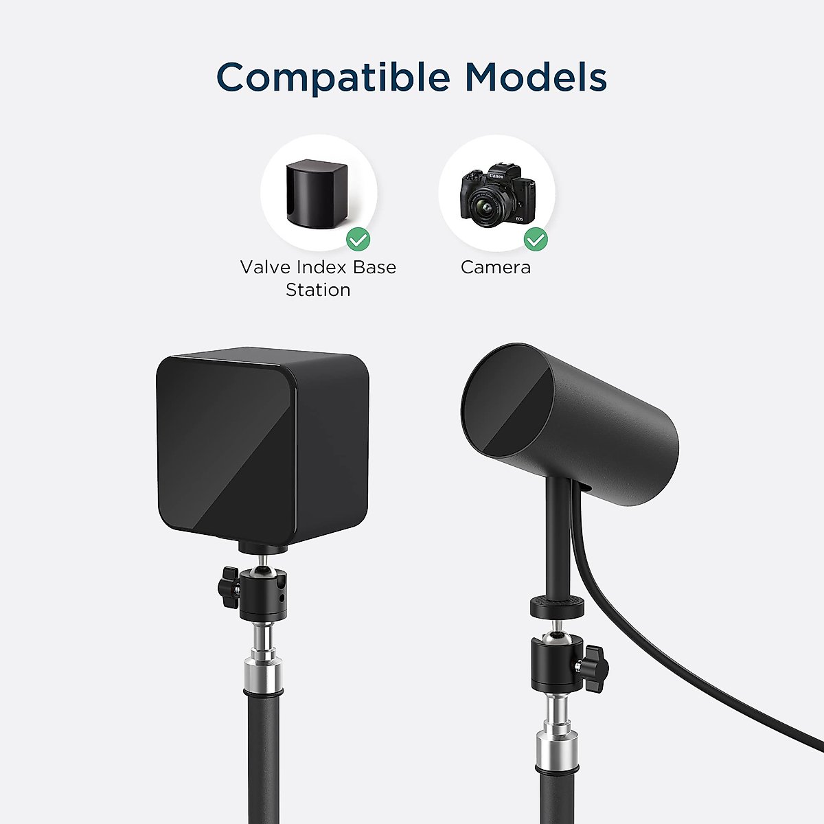 KIWI design VR Tripod Stand for Base Station HTC Vive/Valve Index/Rift Sensor Stand Aluminum Alloy VR Base Station Stand Accessories with Articulating Ball Heads(2 Pack, Base Station Not Included)