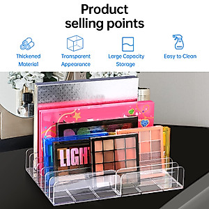 2Pcs Makeup Pallet Organizer,Acrylic Eyeshadow Palette Makeup Organizer,Clear Eyeshadow Palette Cosmetic Organizer,7 Sections Palette Organizer Makeup Holder for Bathroom Countertop Wallets Sunglasses