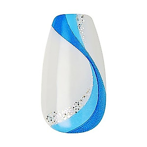 KISS imPRESS Press-On Manicure Fake Nails, Medium Coffin, Mesmerize, Blue, Comfortable, Super Hold Adhesive, No Glue/Polish, Chip Proof, No Dry Time, Smudge Proof, Waterproof | 30 Count