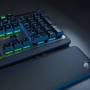 ROCCAT Pyro Mechanical PC Gaming Keyboard, RGB Lighting, AIMO Illumination, Wired Computer Keyboard, Detachable Wrist/Palm Rest, Linear Feel Red Switches, Brushed Aluminum Top Plate, Black