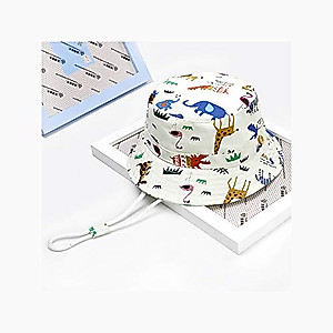 Toddler Bucket Hat Removable Face Shield Hat Cap for Baby Boys Girls Sun Hat UPF50 Anti Spitting Outdoor for Kids, Whiteanimal, 50cm/19.7"=12-24 Months