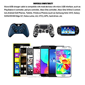 PS4 Micro USB Charger Cable,iEugen 3.3 ft PS4 Controller Charger Dualshock 4 USB Charging Cable for PlayStatio PS4 Pro Slim/XBOX ONE/Micro USB Device (Black)