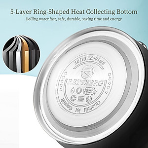 RETTBERG Tea Kettle for Stovetop Whistling Tea Kettles Retro Black Stainless Steel Teapots, 2.64 Quart (Black 1)