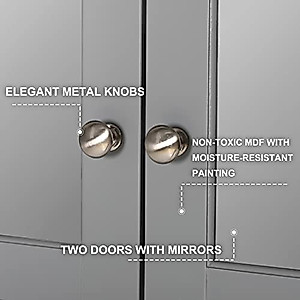 MUPATER Oversized Bathroom Medicine Cabinet Wall Mounted Storage with Mirrors, Hanging Bathroom Wall Cabinet Organizer with Two Adjustable Shelves and Three Open Compartments, Grey