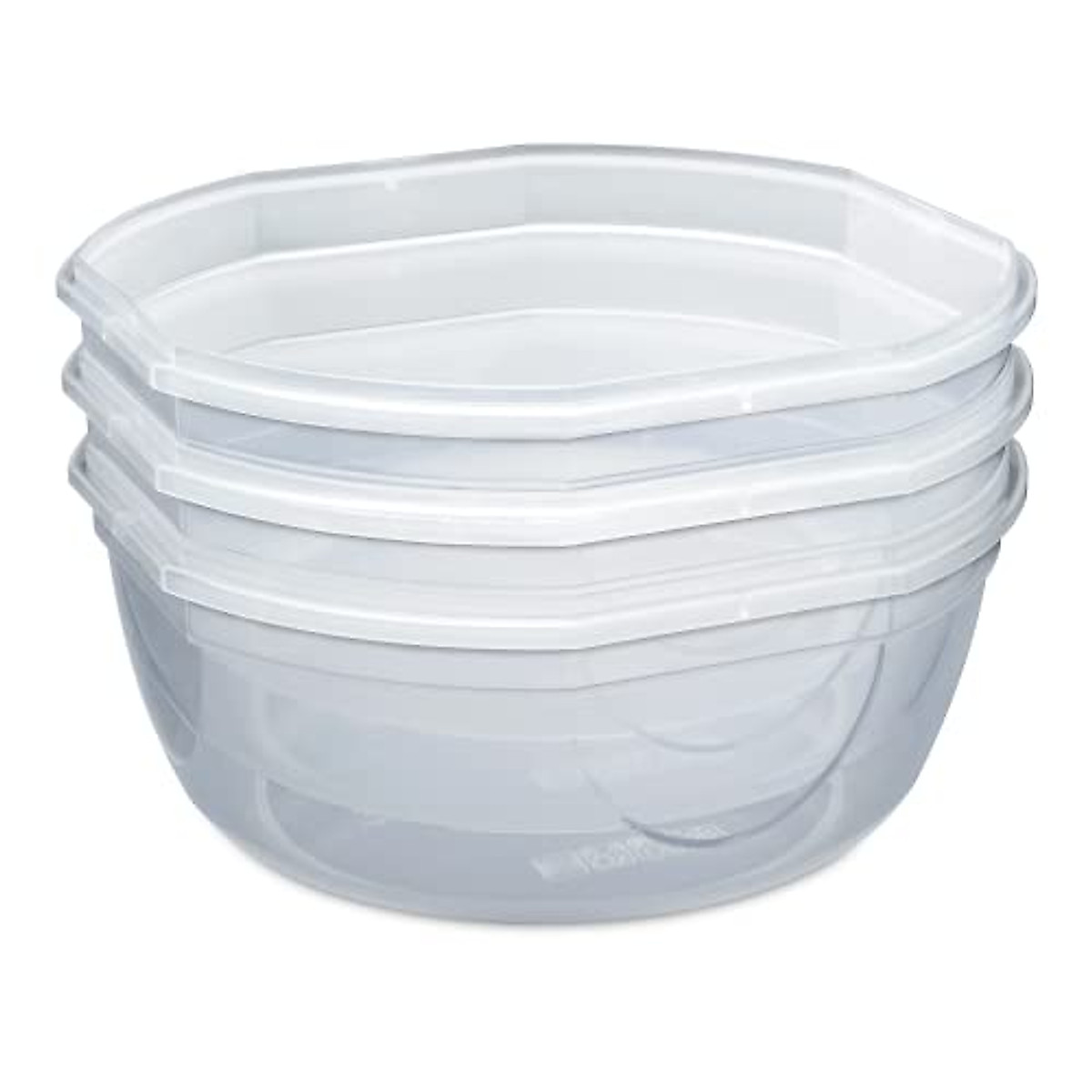 Sterilite Ultra-Seal 4.7 Qt Bowl, Large Airtight Food Storage Container, Latching Lid, Microwave and Dishwasher Safe, Clear With Red Gasket, 4-Pack