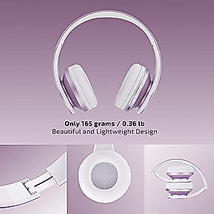 PowerLocus Rose Gold Bluetooth Headphones with White/Purple Bluetooth Headphones