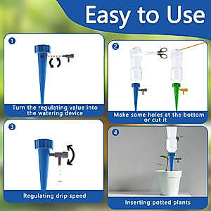 CZS 20 Pack Self Watering Spikes for Plant, Self Watering Planter Insert, Plant Watering Spikes with Adjustable Control Valve Switch, Plant Watering Devices for Indoor Outdoor Potted Plants