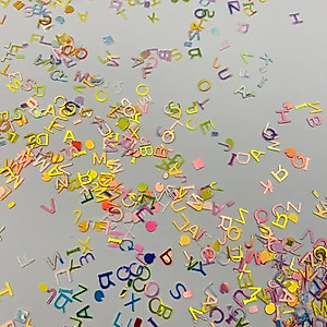 4000 Pcs 6mm Alphabet Letter Glitter Holographic PVC Confetti for Handicrafts, Nail Art, Card DIY, Wedding Bridal Shower Birthday Valentines Party Decorations (Holographic Mixed)