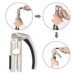Champagne Bottle Opener Sparkling Wine Cork Puller, Bar Jar Cork Puller Champagne Corkscrew Kitchen Sparkling Wine Bottle Opener (Silver)