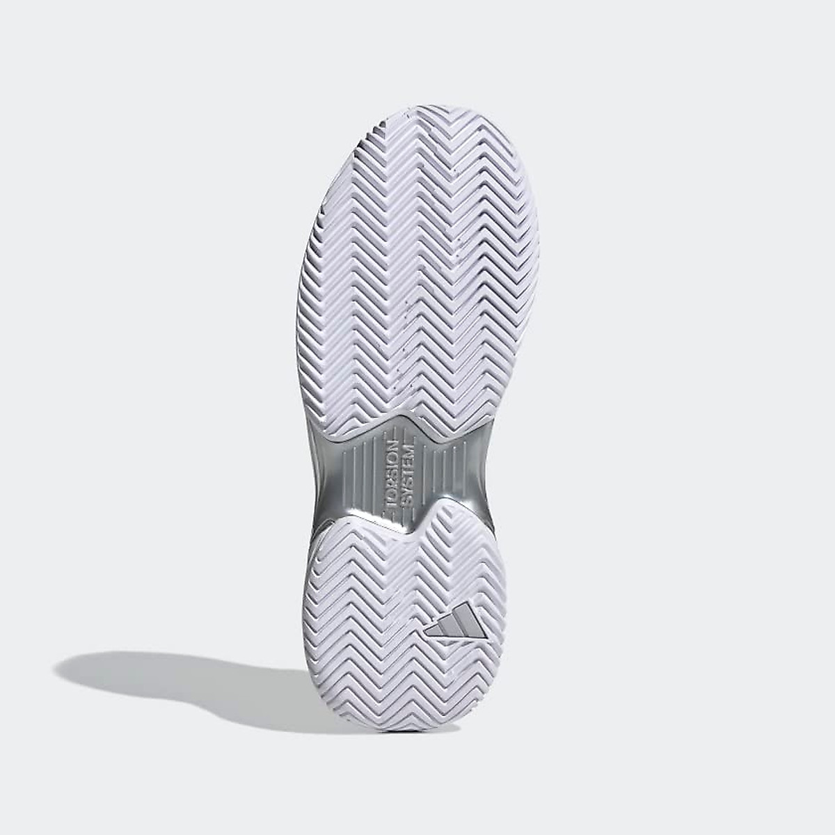 adidas Women's CourtJam Control Tennis Shoe, White/Silver Metallic/White, 7.5