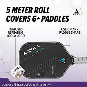 JOOLA Pickleball Paddle Edge Tape - Protects Edge Guard & Covers Lead Tape for Pickleball Paddles - White, Fits Any Brand & Most Sizes of Pickleball Rackets - 5 Meter Extra Long Roll for 6 Racquettes