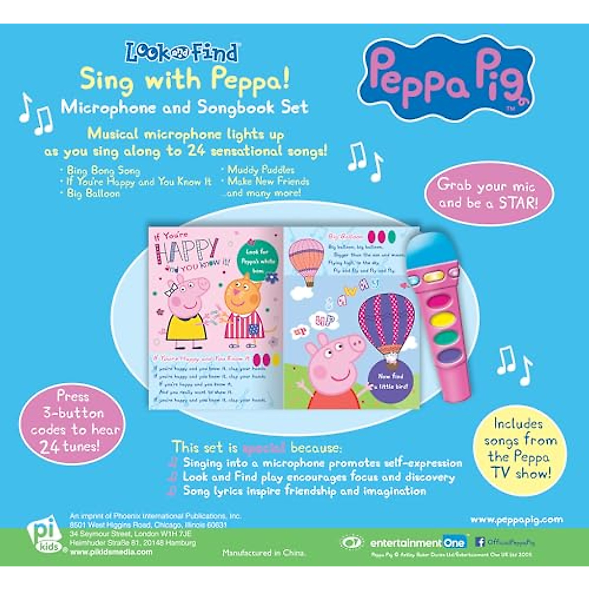 Peppa Pig - Sing with Peppa! Microphone and Look and Find Sound Activity Book Set - PI Kids (Play-A-Song)