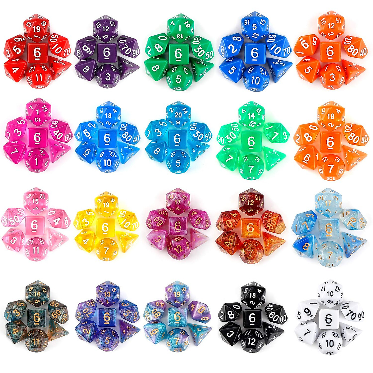 DND Dice Set 140 Pieces Polyhedron Dice 20 Colors Great for Dungeons and Dragons DND RPG MTG Table Games D4 D6 D8 D10 D% D12 D20 with a Big Santa Claus Bag
