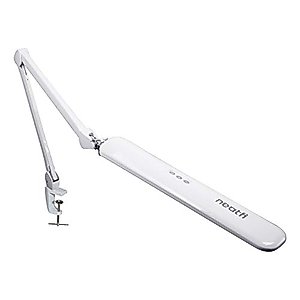 Neatfi Elite HD XL Task Lamp with Clamp, 90PCS SMD LED, 6000–7000K, Super Bright Desk Lamp, Eye-Caring, Non-Polar Dimming (17 Inches, White)