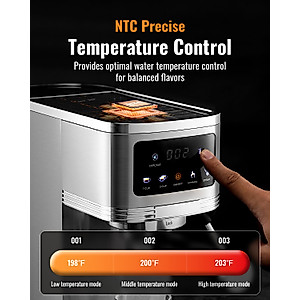 SHARDOR Espresso Machine 20 Bar, Professional Espresso Maker with Milk Frother Steam Wand and Touchscreen, Compact Stainless Steel Coffee Machine with Adjustable Temperature,for Cappuccino, Latte