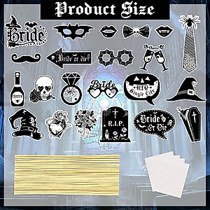 22 PCS Bride Or Die Photo Booth Props- Gothic Bachelorette Decorations for Women Girls, Bridal Shower Engagement Wedding Decorations Rip Single Life for Till Death Do Us Party Supplies