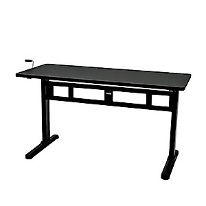 ErgoMax Adjustable Crank Desk w/Tabletop, 45 Inch Max Height, Black