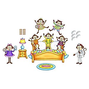 Five Little Monkeys Jumping On The Bed Felts Flannel Board Story 26 pieces PRECUT plus 6 coloring/activity pages lesson suggestions