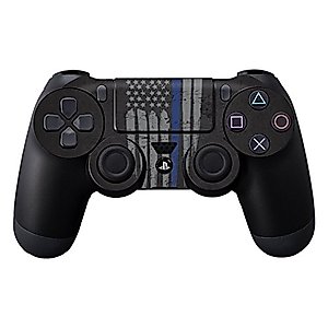 MightySkins Skin Compatible with Sony PS4 Controller - Thin Blue Line | Protective, Durable, and Unique Vinyl Decal wrap Cover | Easy to Apply, Remove, and Change Styles | Made in The USA