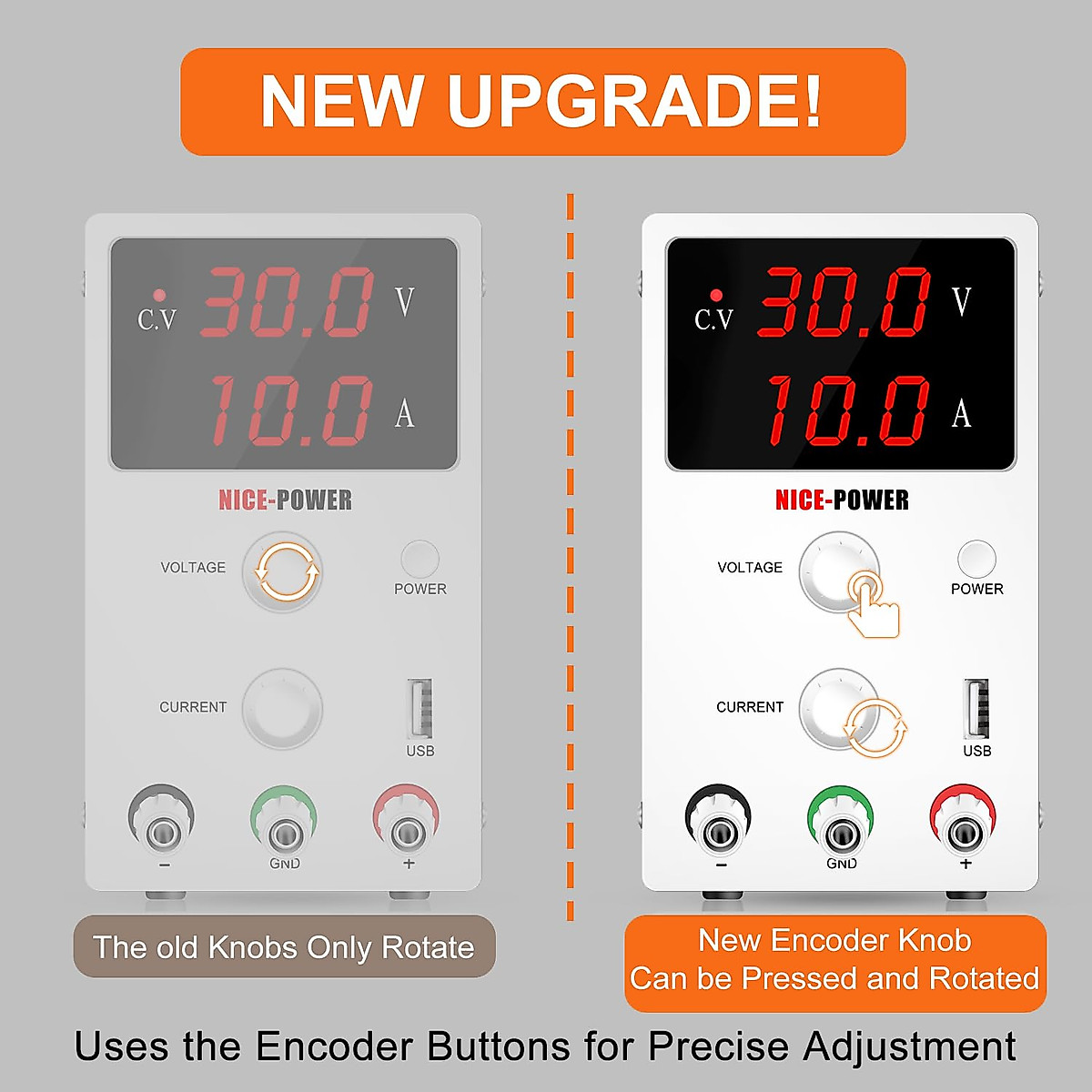 NICE-POWER DC Power Supply Adjustable Variable 3Digital LED Display Adjustable Regulated Switching Power Supply Digital (30V 10A)